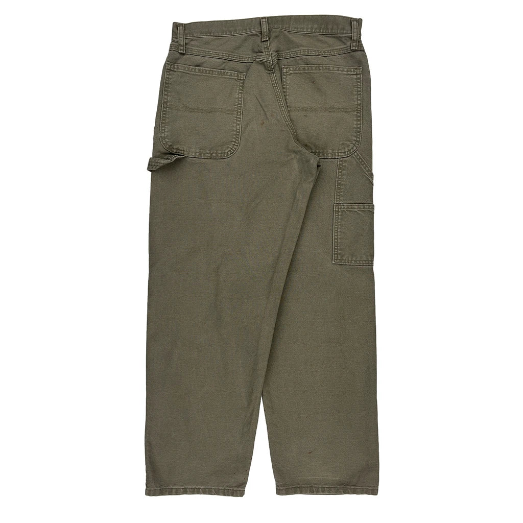 Rustler Carpenter Trousers - 32W 30L Khaki Cotton – Thrifted.com