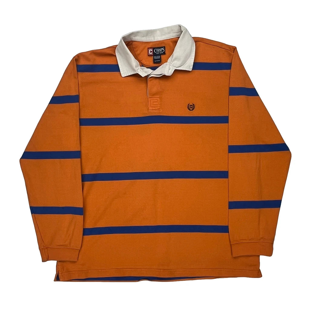 Chaps Ralph Lauren Striped Rugby Shirt - XL Orange Cotton – Thrifted.com