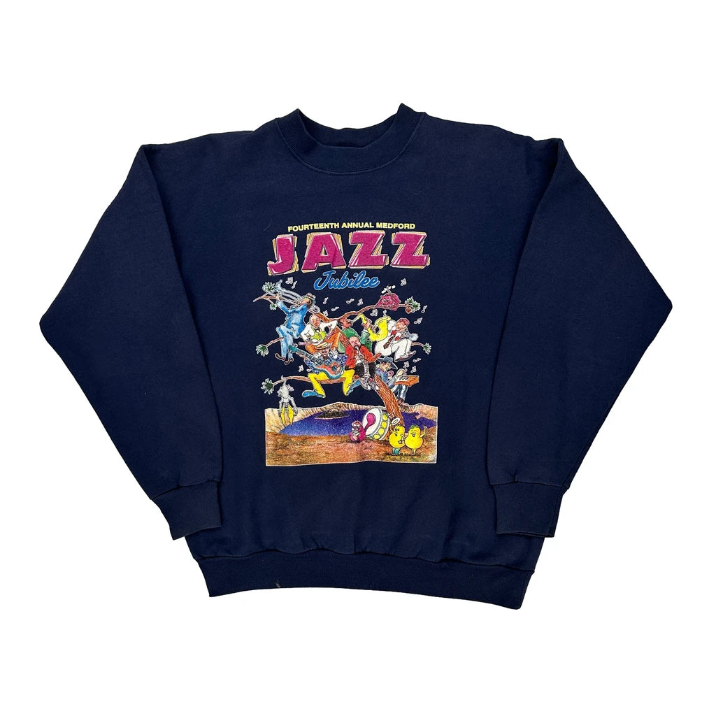 Jazz Jubilee Hanes Graphic Sweatshirt - Medium Navy Cotton Blend ...