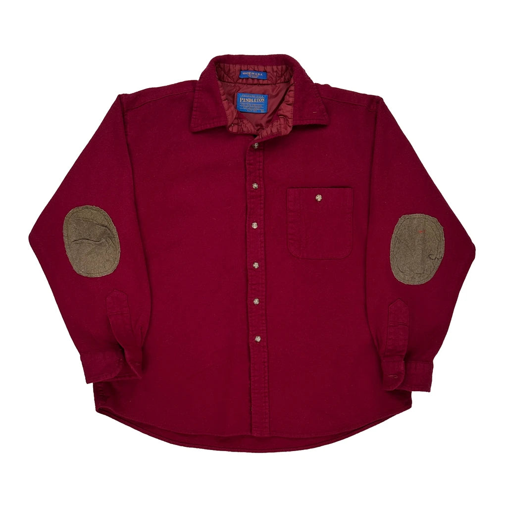 Elbow Patches Pendleton Flannel Shirt - XL Red Wool – Thrifted.com