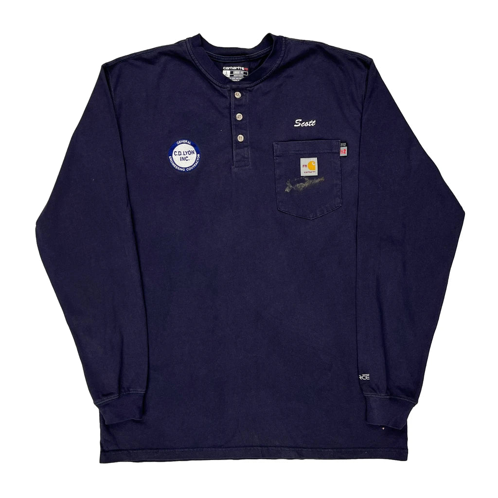 C.D. Lyon Inc. Carhartt Long Sleeve T-Shirt - Large Navy Cotton ...