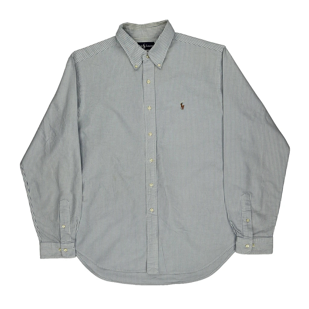 Classic Fit Ralph Lauren Striped Shirt - XL Blue Cotton – Thrifted.com