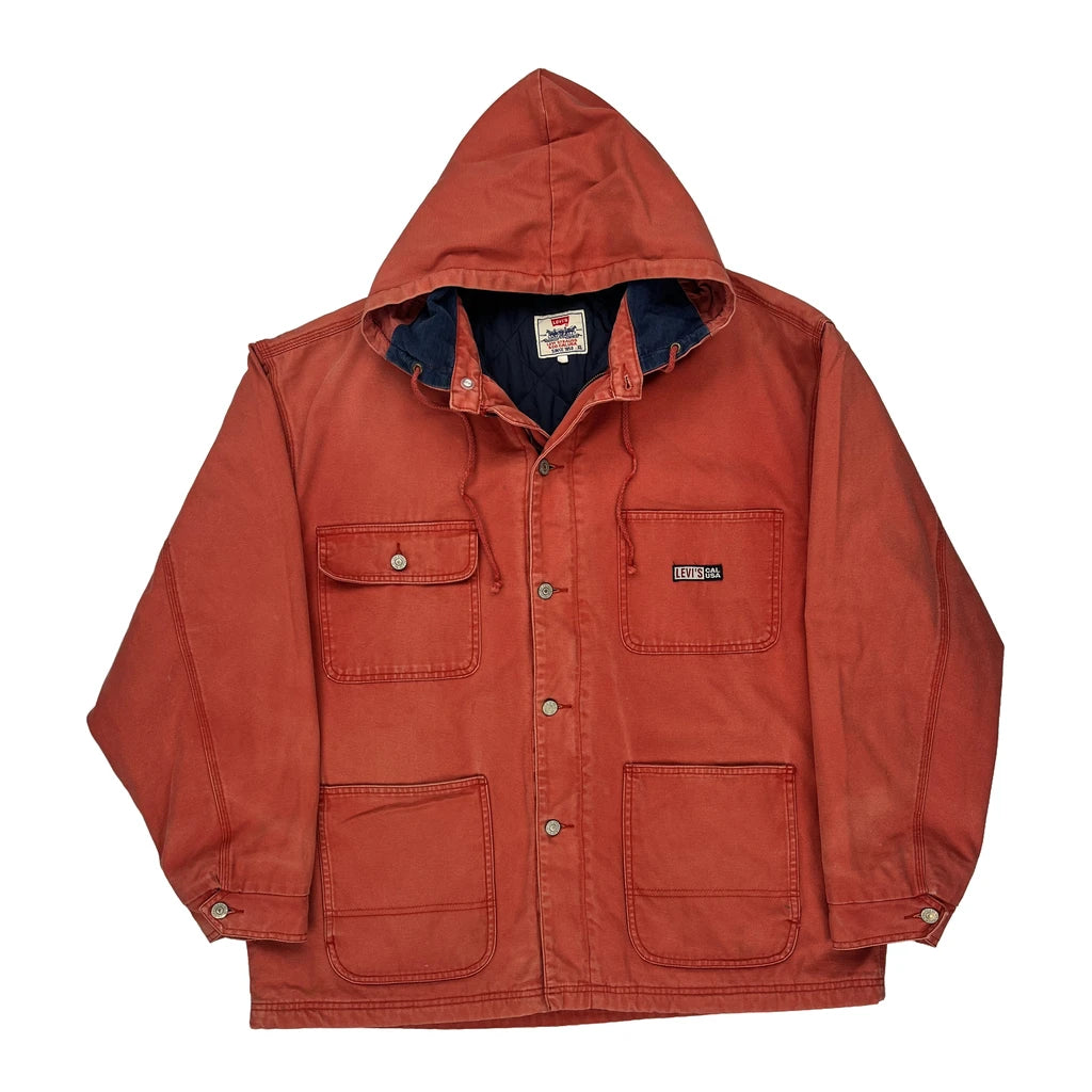 Hooded Levis Jacket - XL Red Cotton – Thrifted.com