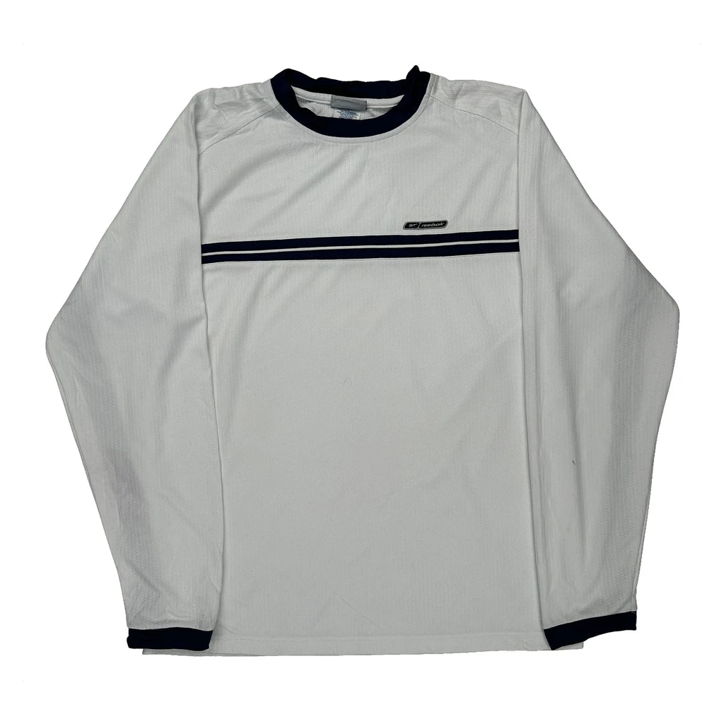 Reebok Striped Long Sleeve T-Shirt - Large Black Polyester – Thrifted.com