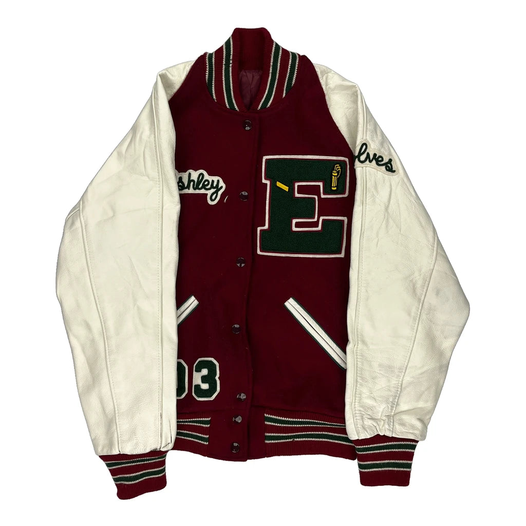 Ashley Wolves Unbranded Varsity Jacket - Large Burgundy Wool Blend ...