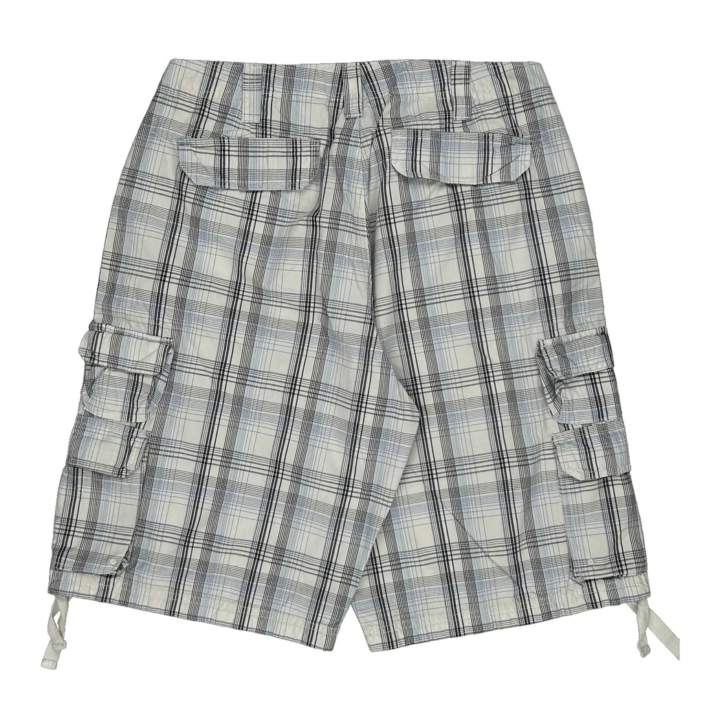 Lee Checked Cargo Shorts - 34W 11L White Cotton – Thrifted.com