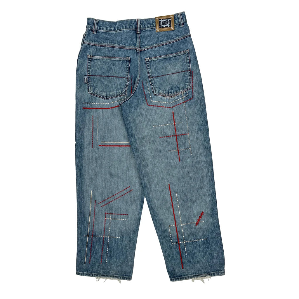 Hip Hop Ruff N Tuff Embroidered Jeans - 33W 32L Blue Cotton – Thrifted.com