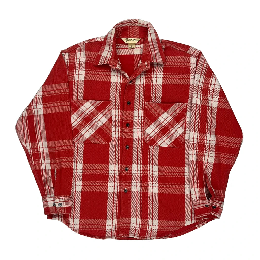 Made In Usa St. Johns Bay Checked Flannel Shirt - Large Red Cotton ...