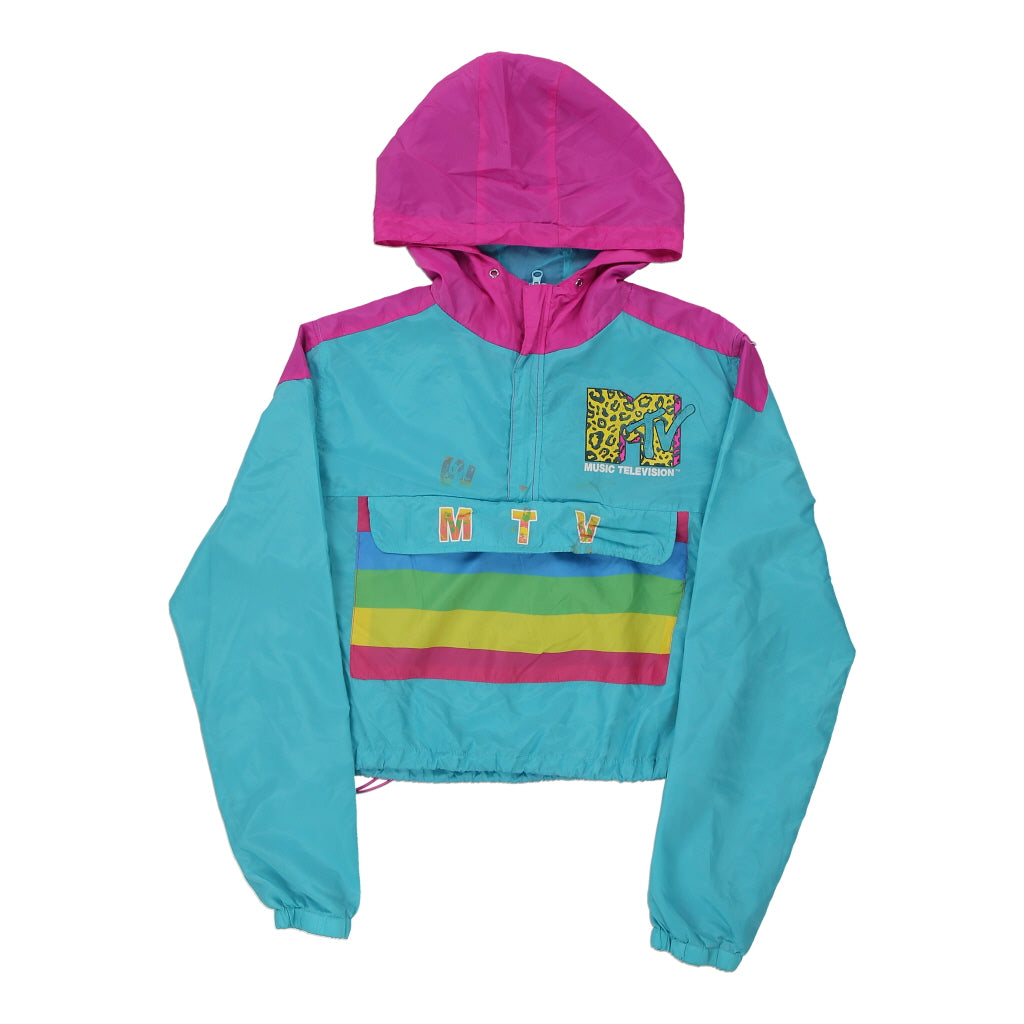Mtv Cropped Windbreaker - Medium Blue Polyester – Thrifted.com
