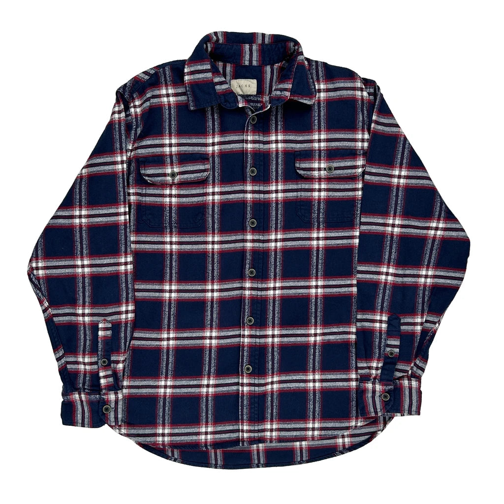 Jachs Checked Flannel Shirt - Large Blue Cotton – Thrifted.com