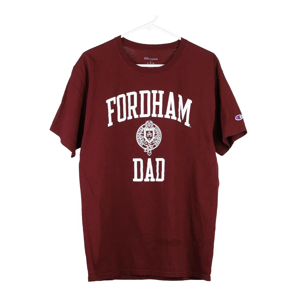 Fordham Dad Champion College T-Shirt - Large Burgundy Cotton – Thrifted.com