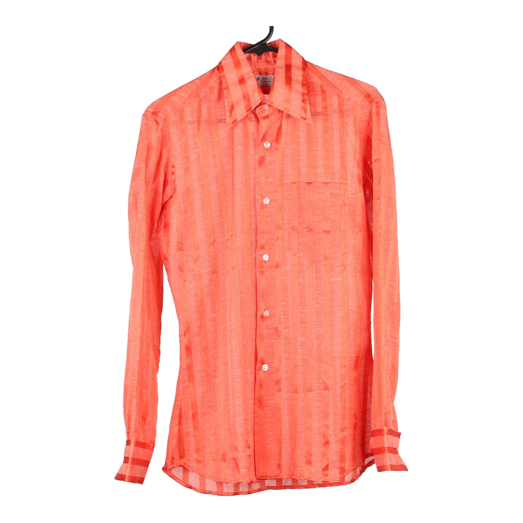 Gala Striped Shirt - Medium Orange Viscose Blend – Thrifted.com