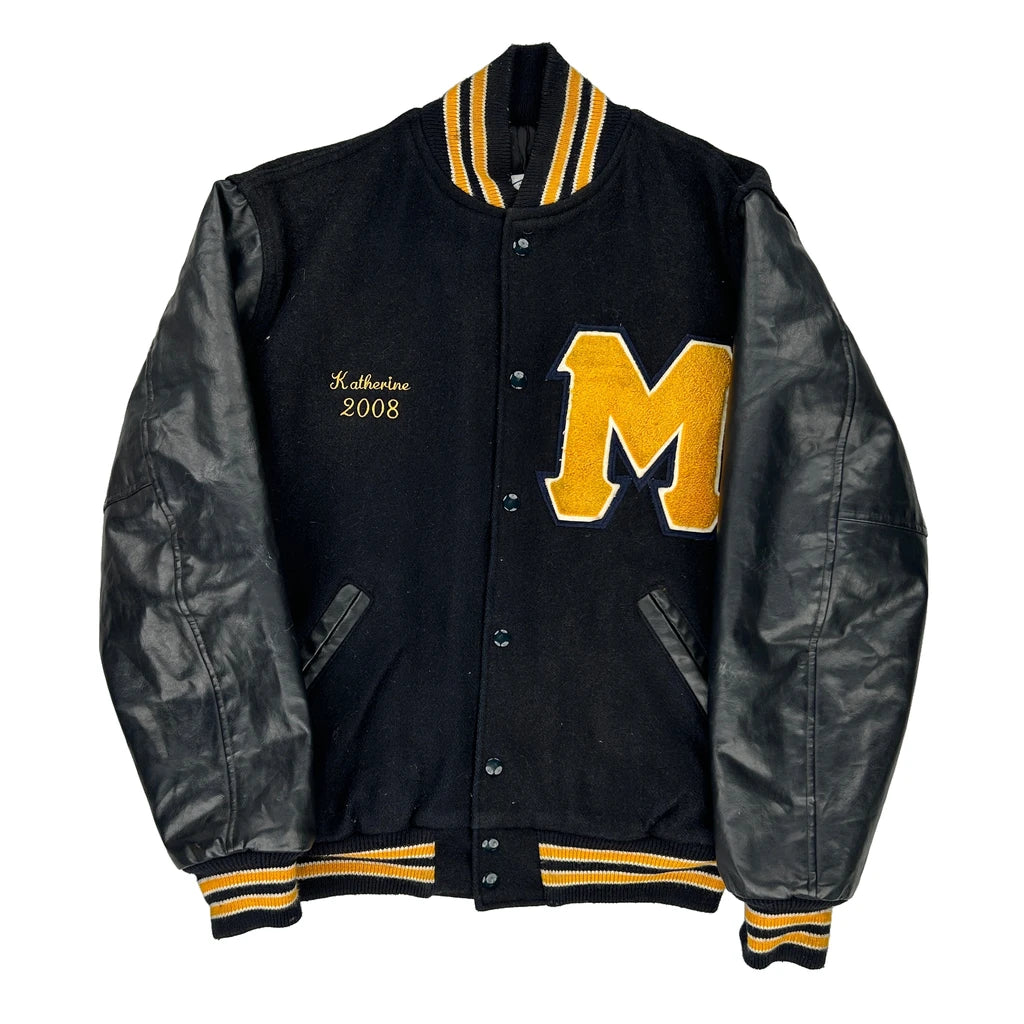 Mars Golf Neff Varsity Jacket - Medium Black Leather – Thrifted.com