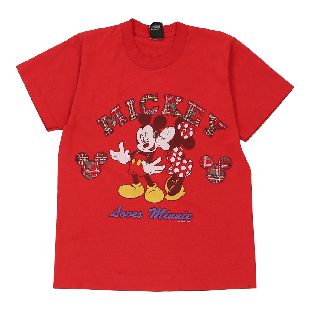 Mickey Mouse Disney Cartoon T-Shirt - Medium Red Cotton – Thrifted.com