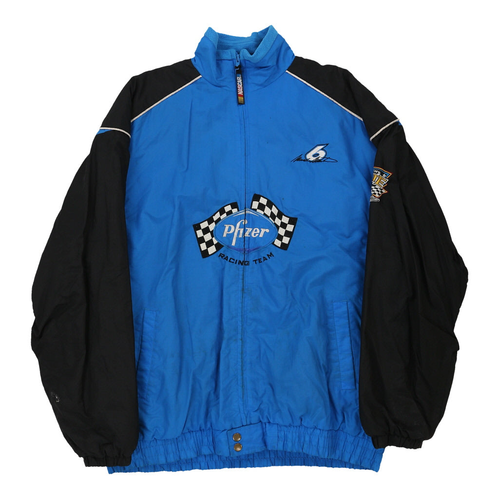 Pfizer Racing Team Checkered Flag Nascar Jacket - Large Blue Nylon ...