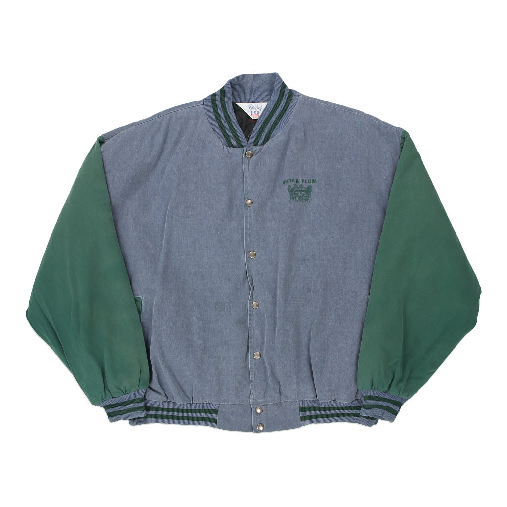 Made in USA 40th & Plum West Ark Varsity Jacket - 3XL Blue Cotton Blen ...