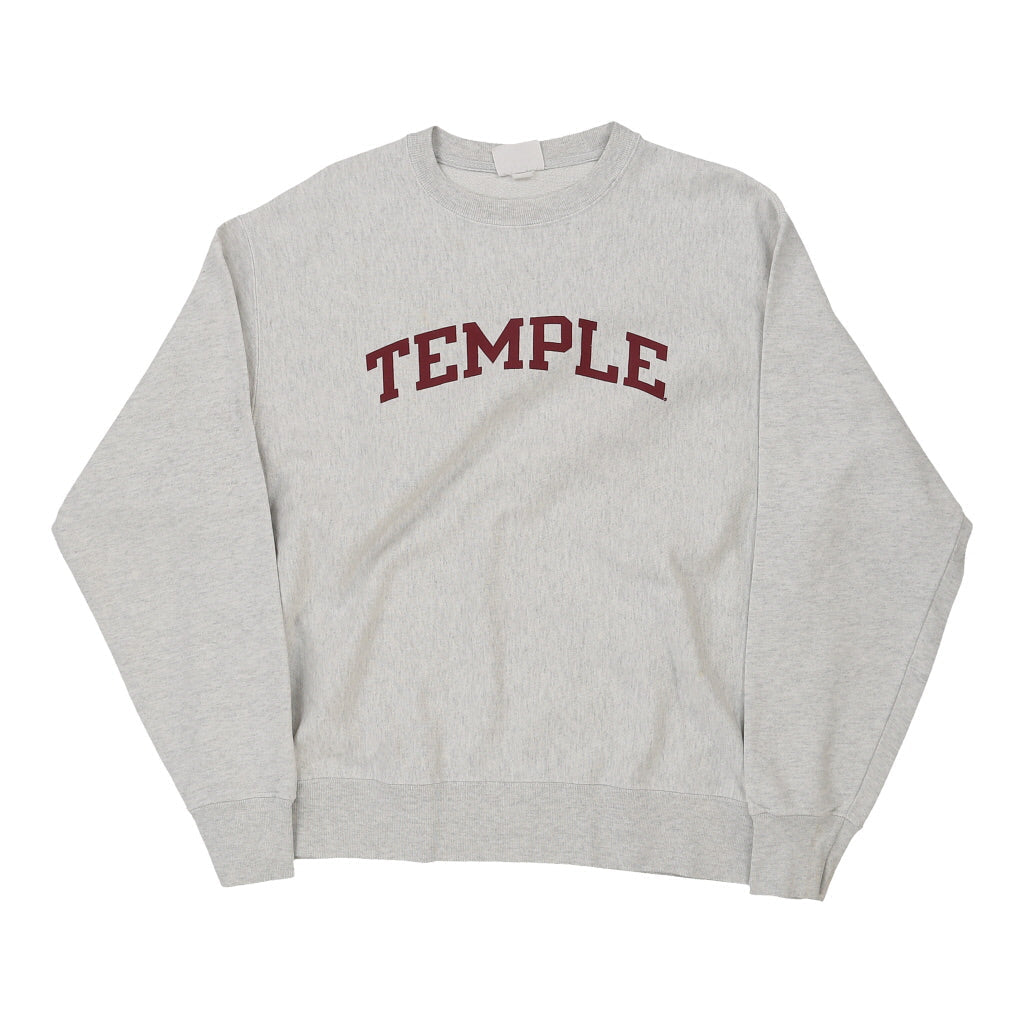 Temple Reverse Weave Champion College Sweatshirt - Large Grey Cotton B ...