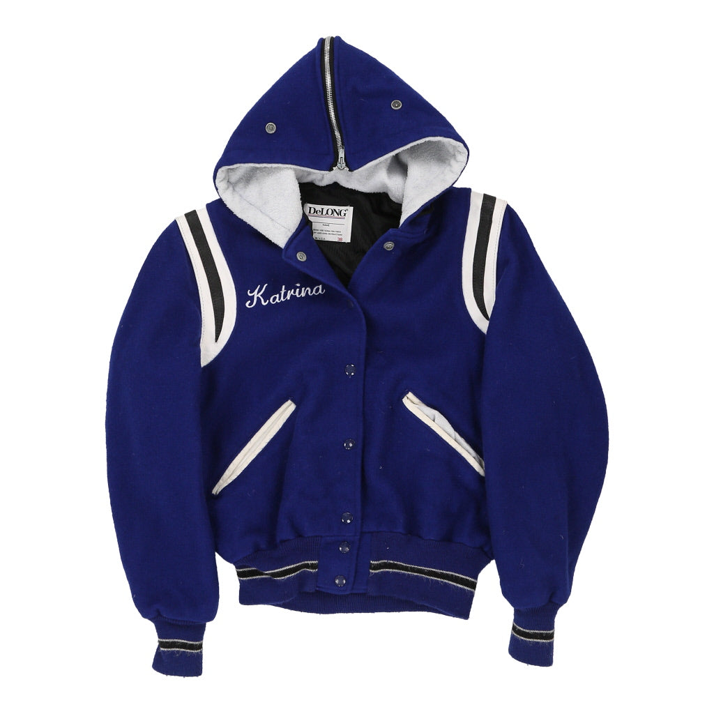1980s Made in USA, Katrina Delong Varsity Jacket - Small Blue Wool Ble ...