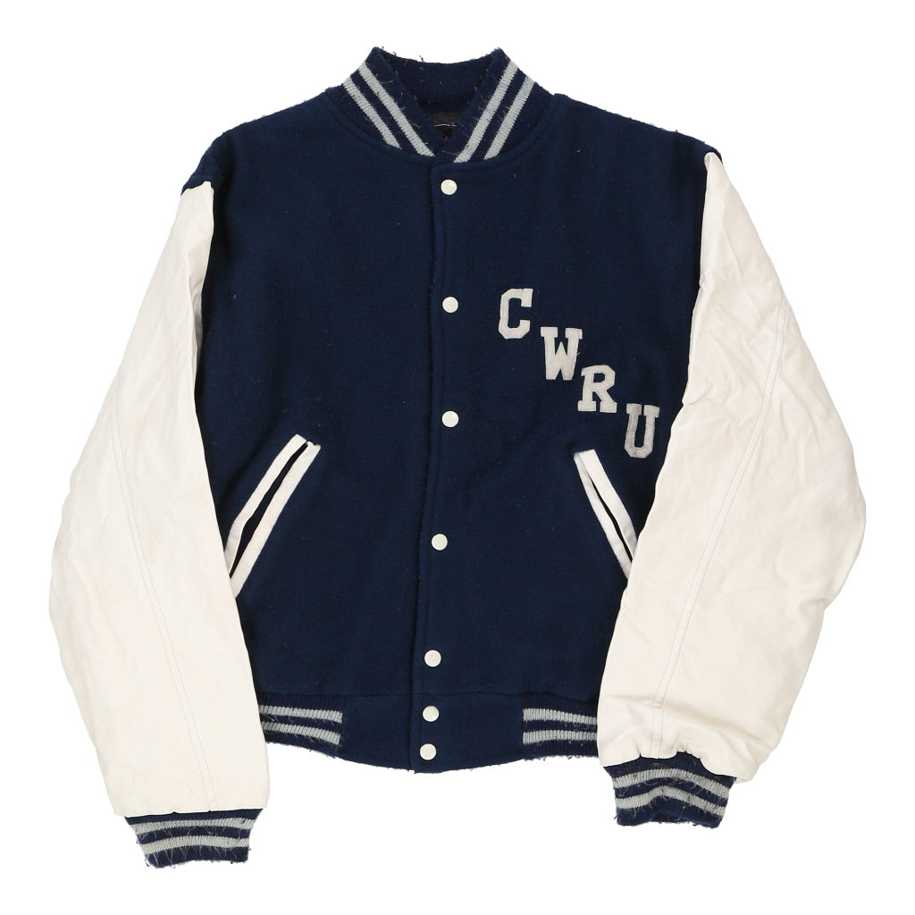 Unbranded Varsity Jacket - Large Navy Wool Blend – Thrifted.com