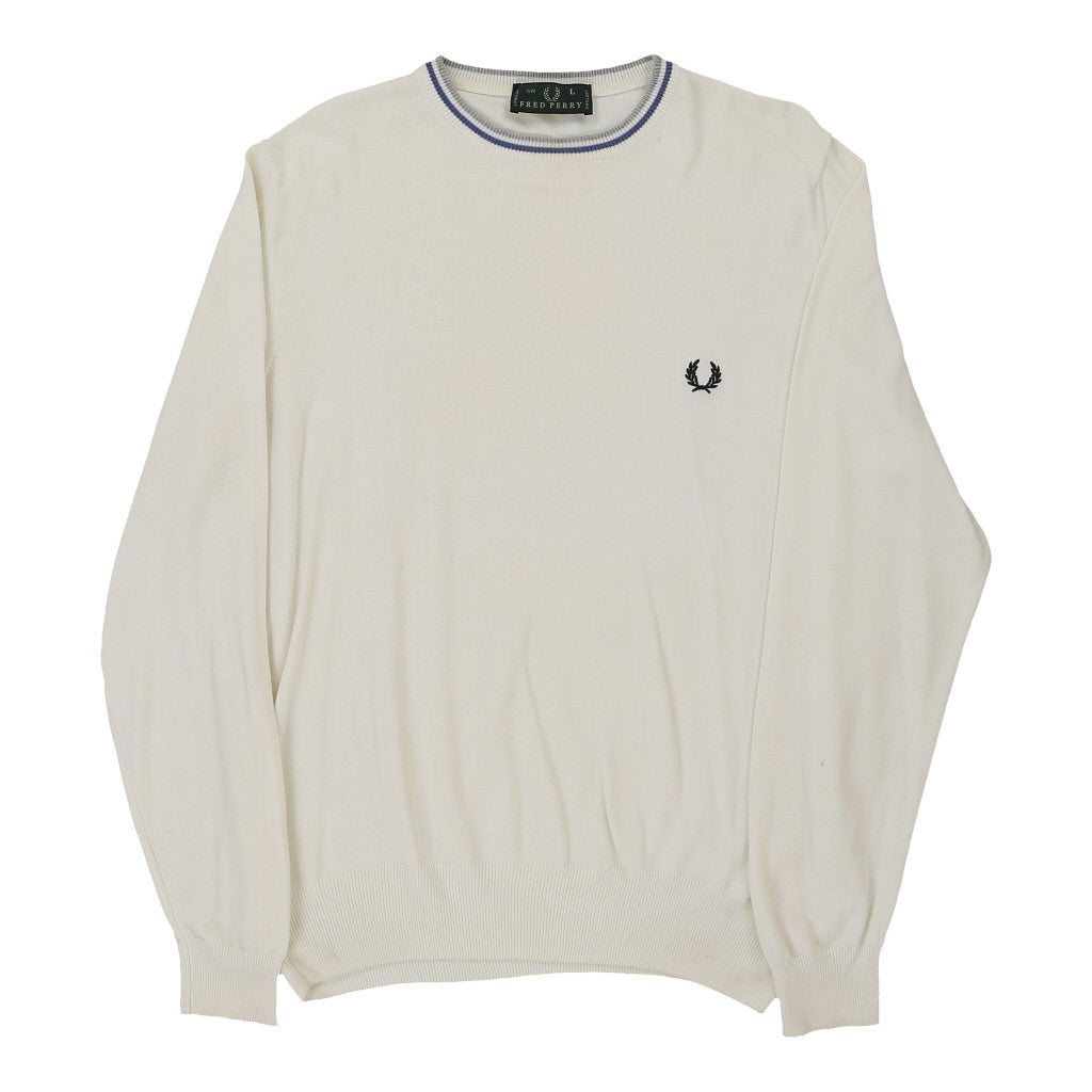 Fred Perry Jumper - Large White Cotton – Thrifted.com