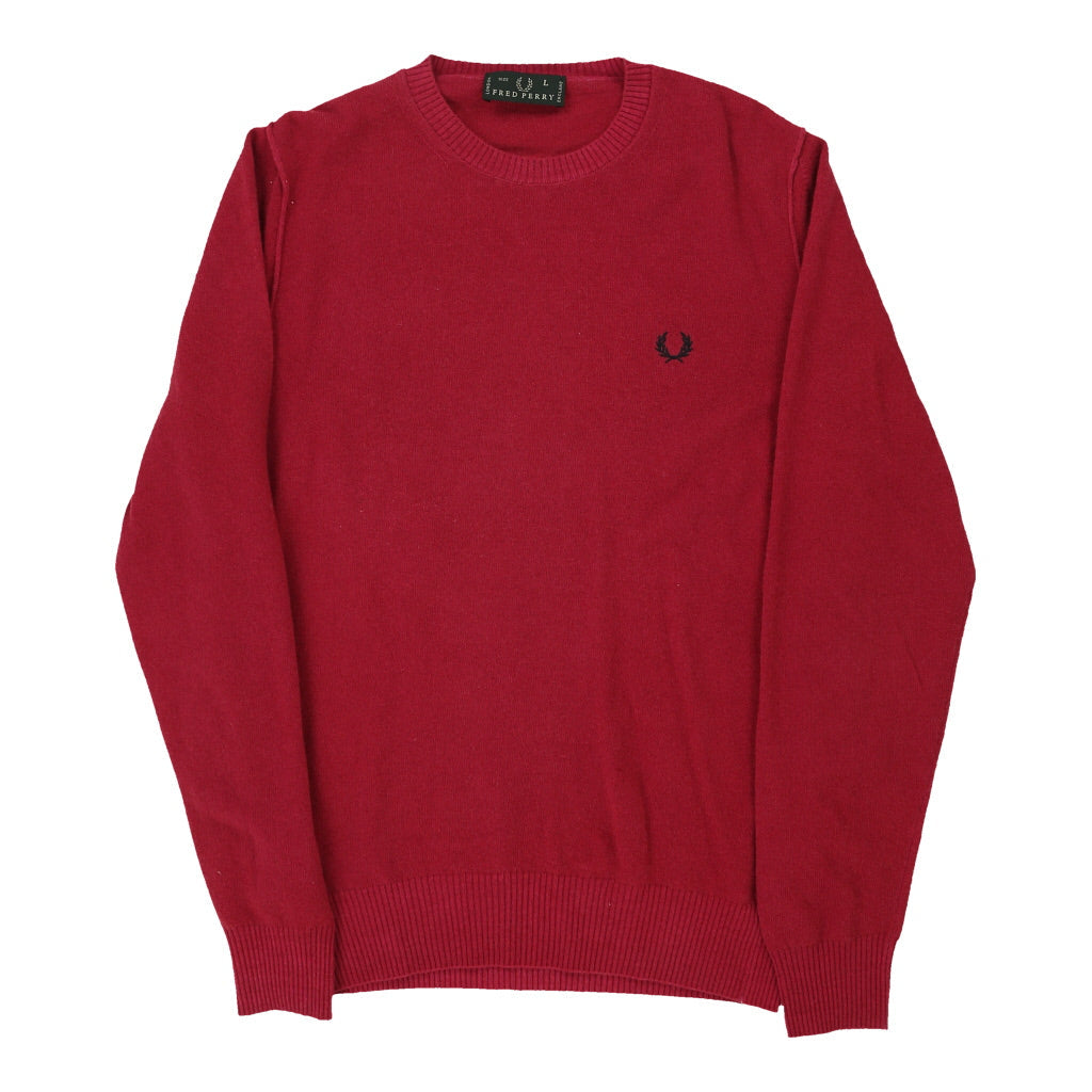 Fred Perry Jumper - Large Red Wool Blend – Thrifted.com